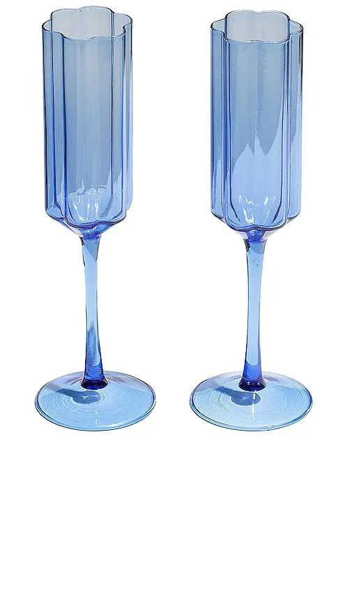 FAZEEK Wave Flutes Set Of 2 - Blue