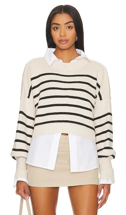 Free People Stripe Easy Street Crop Sweater