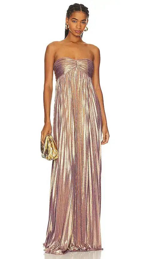 purple and gold maxi dress Metallic Keyhole Spaghetti Strap Long Prom Dress with Slit, Purple / 00 main image 1