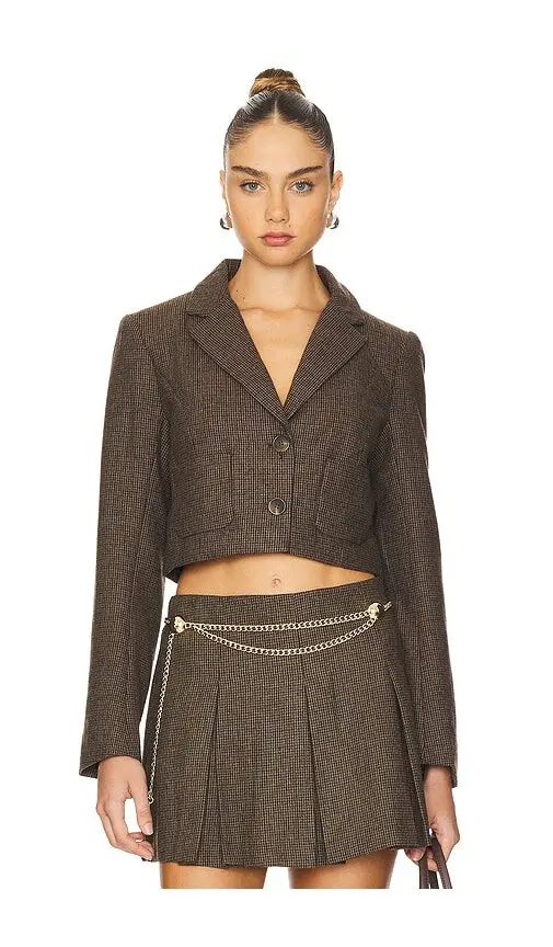 Astr The Label Siarah Jacket - Mocha Plaid