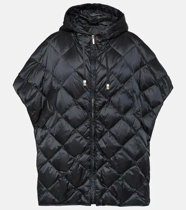 Max Mara Treman Quilted Puffer Cape In Black 30% Off Editorialist