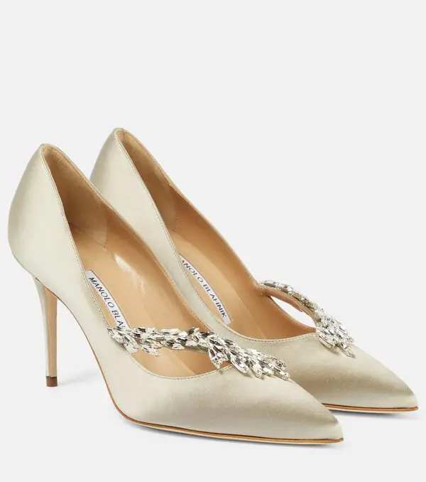 Manolo Blahnik Nadira 90 Embellished Pumps - Grey