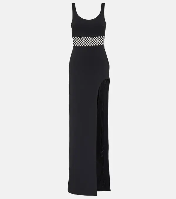 David Koma Embellished Cady Gown - Black