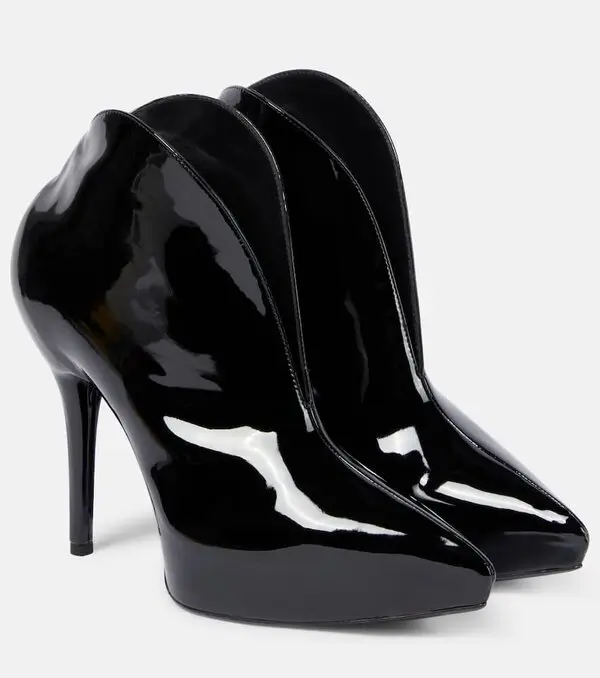 Alaïa Slick Patent Leather Ankle Boots - Black
