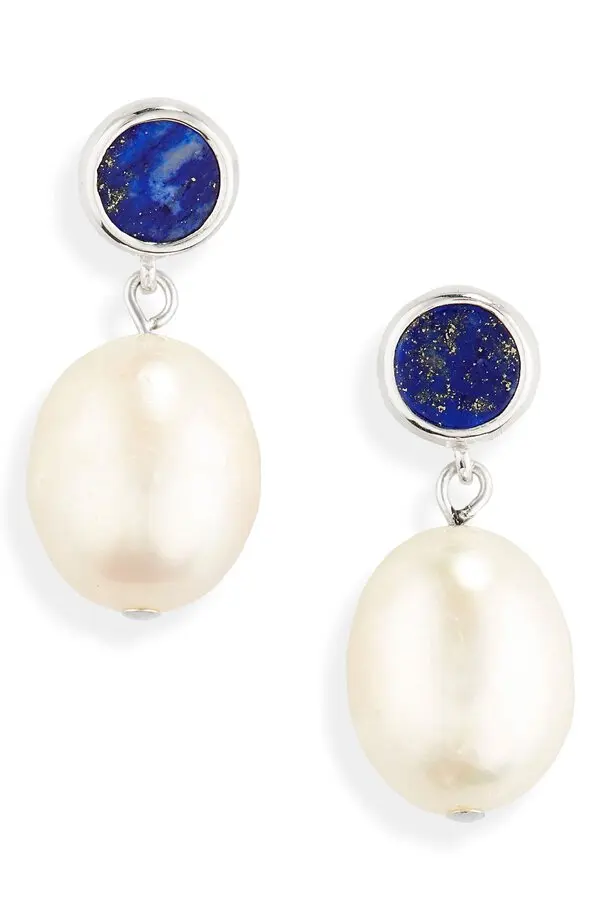 Sophie Buhai Neue Pearl Drop Earrings In Lapis - 40% Off