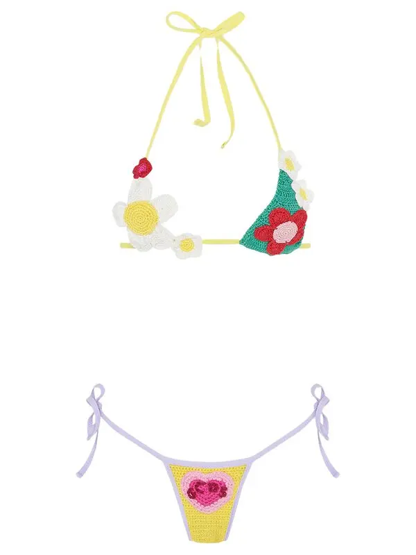 Gcds Flower And Heart Motif Crochet Bikini