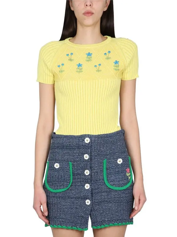 CORMIO Embroidered Jersey Top