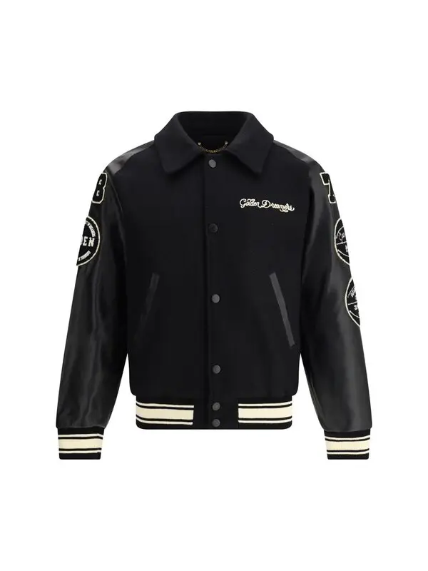 Golden Goose Fleece And Leather Bomber Jacket