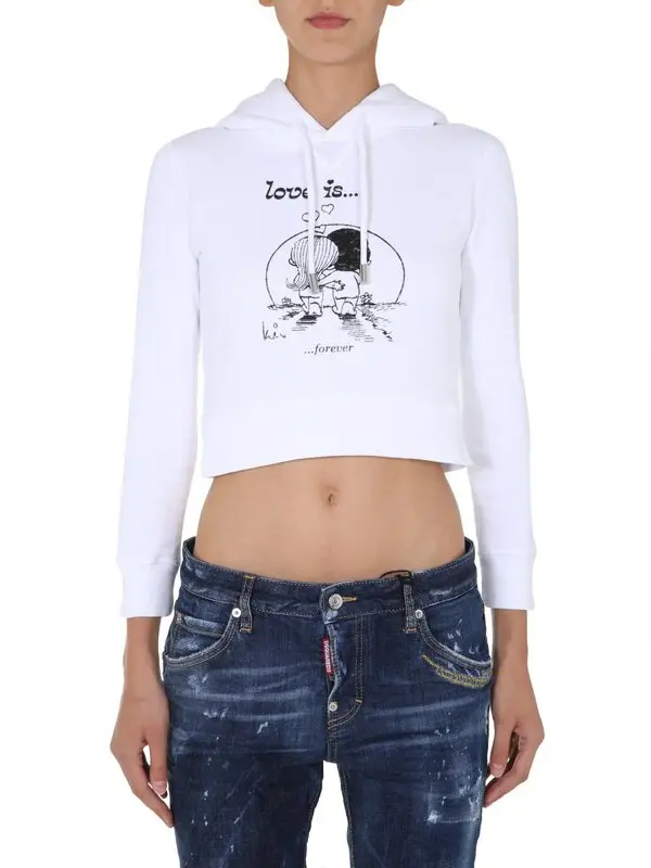 Dsquared2 Printed Cropped Hoodie