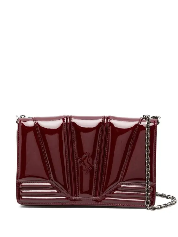 Ferrari Logo-Embossed Leather Messenger Bag - Red | Editorialist