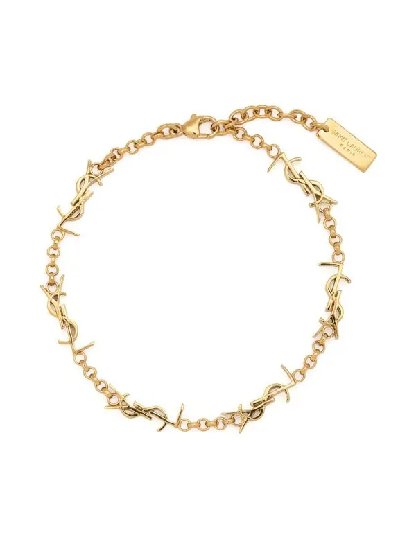 Saint Laurent Ysl Logo-plaques Chain Bracelet - Gold | Editorialist