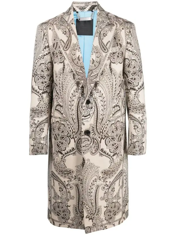 Philipp Plein Paisley-print Single-breasted Coat