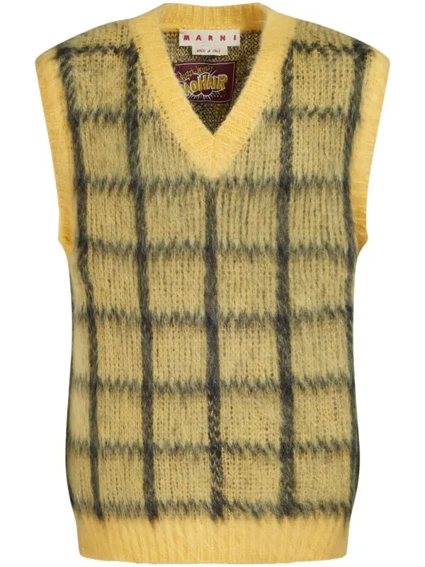Marni Checked Sleeveless Vest - Yellow