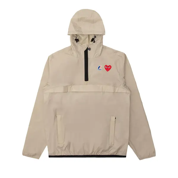 Play Comme Des Garcon X K Way Half Zip Jacket 'beige - Tan