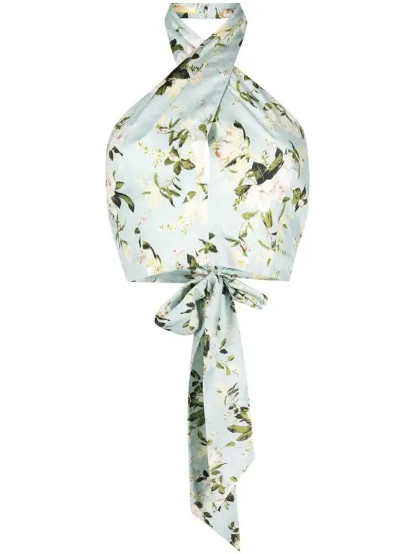 Erdem Luna Floral-print Top - Green