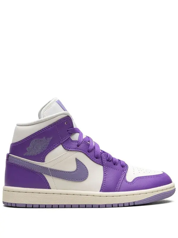 JORDAN Air 1 Mid Action Grape Sneakers - White