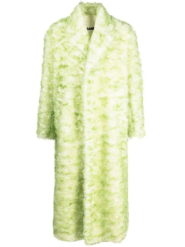 JIL SANDER Mohair Maxi Fur Coat Green Editorialist