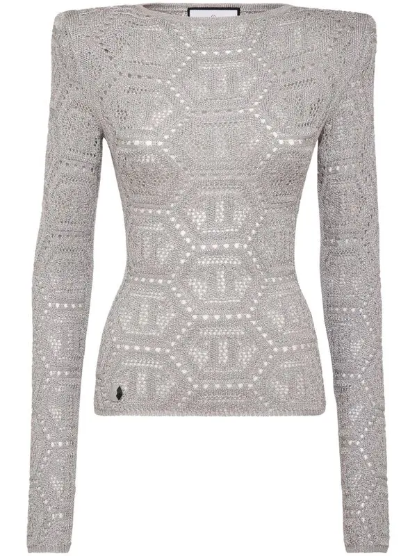 Philipp Plein Logo-embroidered Knitted Top
