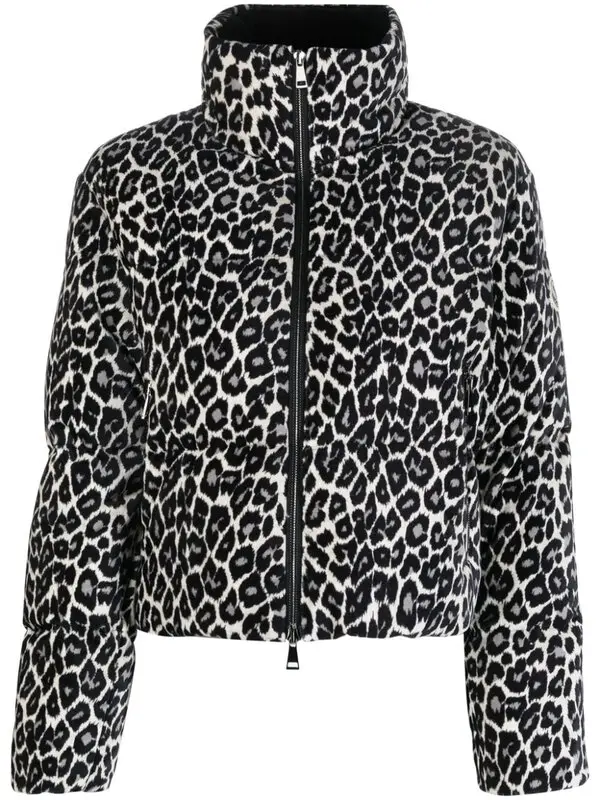 Moncler Cheetah-print Padded Puffer Jacket - Black | Editorialist