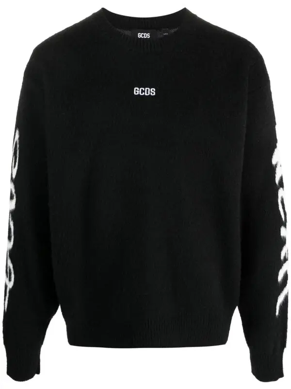 Gcds Graffiti Brushed Sweater In Black 40% Off Editorialist