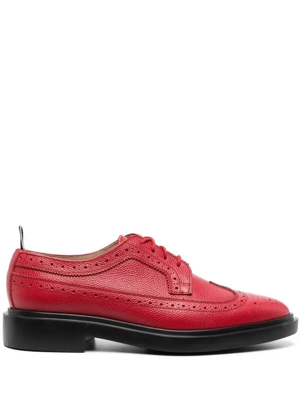 Thom Browne Almond-toe Leather Brogues - Red