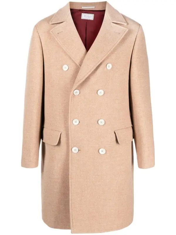 Brunello Cucinelli Double-breasted Wool-blend Coat - Neutrals