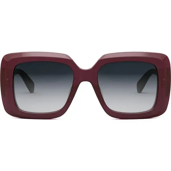 Celine Bold 3 Dots Square Sunglasses - Shiny Bordeaux/smoke