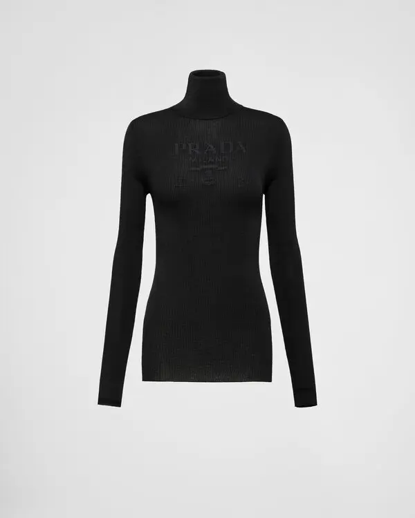 Prada Superfine Wool Turtleneck Sweater - Black