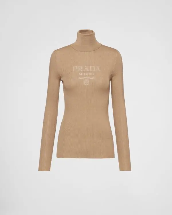 Prada Superfine Wool Turtleneck Sweater - Camel Brown