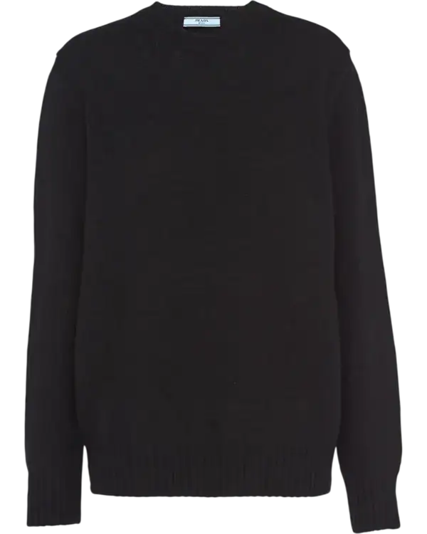 Prada Wool And Cashmere Crew-Neck Sweater - Black | Editorialist