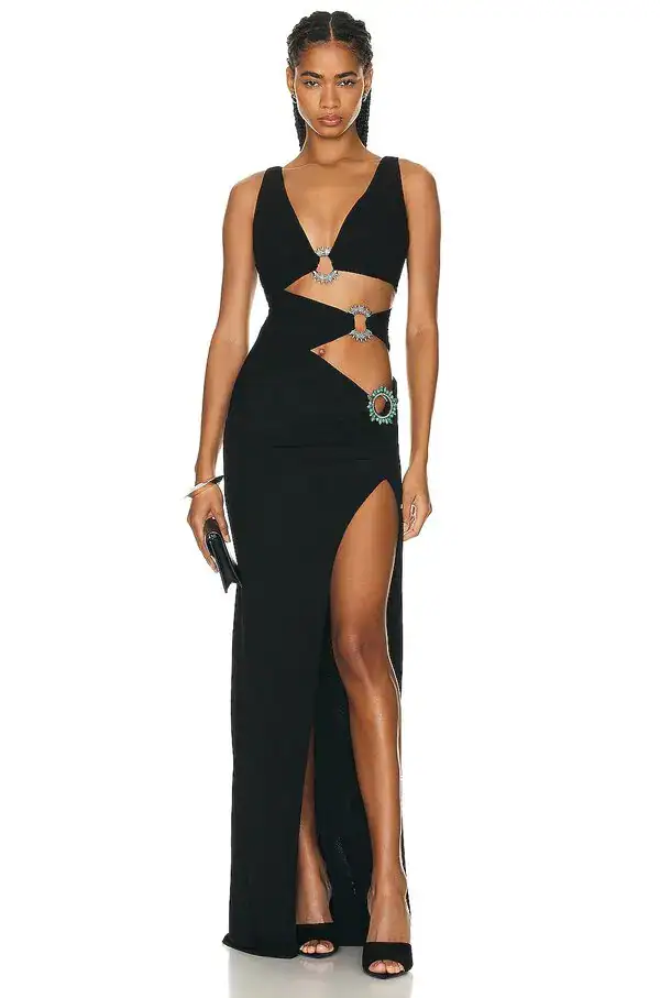Roberto Cavalli Cut Out Gown In Nero 191101 - 69% Off | Editorialist