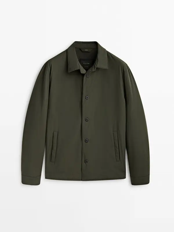Buy Massimo Dutti Lightweight Technical Overshirt Jacket - Dark Khaki ...