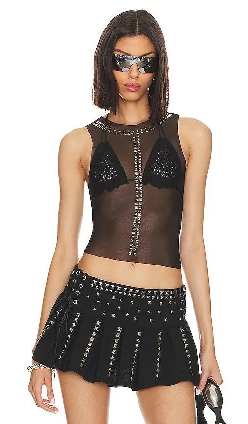 Jaded London Mesh Tank Top In Black - 47% Off | Editorialist