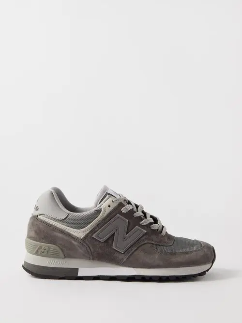 NEW BALANCE Made In Uk 576 Suede And Mesh Trainers Grey Editorialist