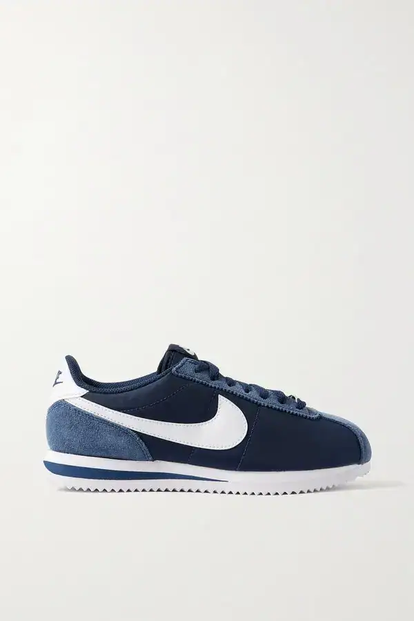 Nike Cortez Suede And Leather-Trimmed Shell Sneakers In Blue 30
