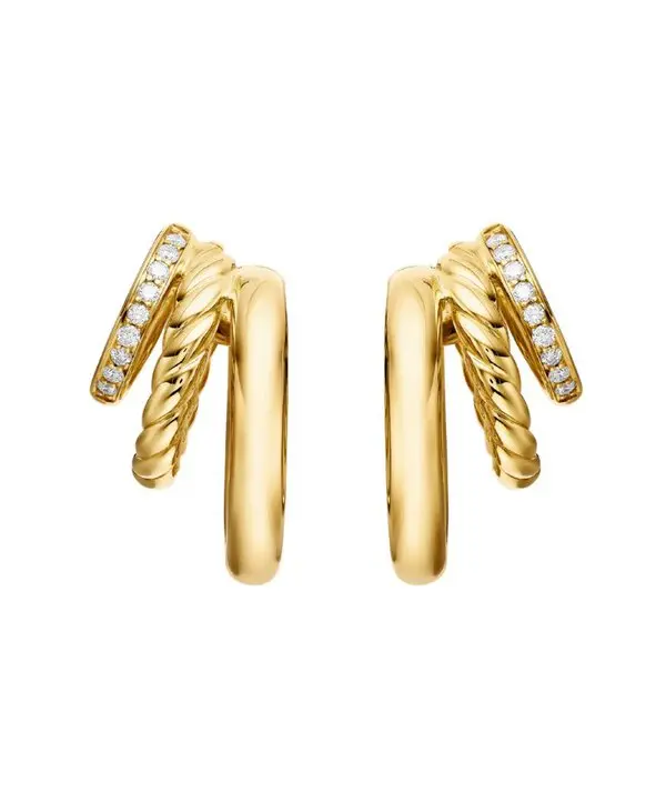 David Yurman Dy Mercer® Three Row Hoop Earrings - Diamond
