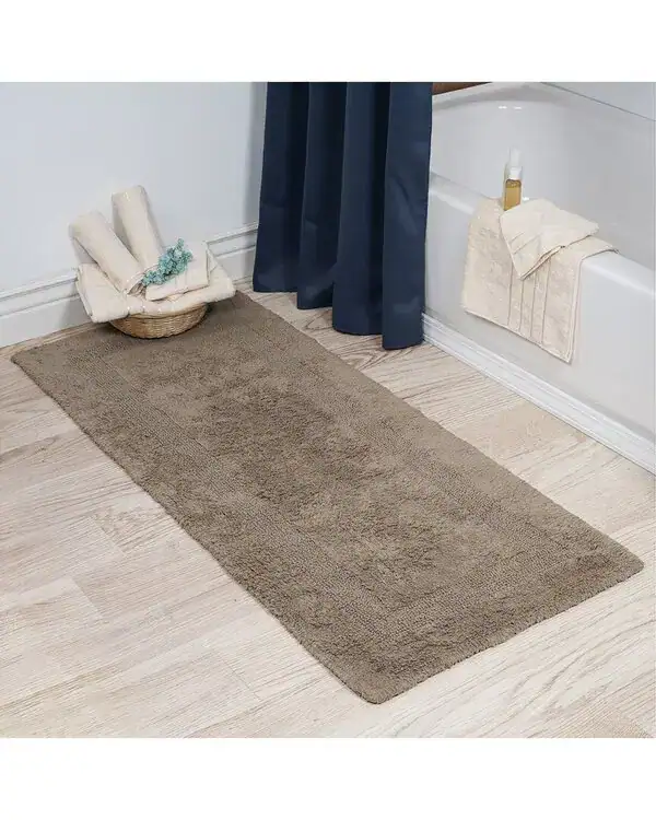 Buy LAVISH HOME Cotton Plush Reversible Long Bath Mat - Taupe At 28% ...