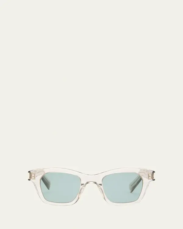 Saint Laurent Sl 592 Rectangle Sunglasses - Shiny Transparent Beige