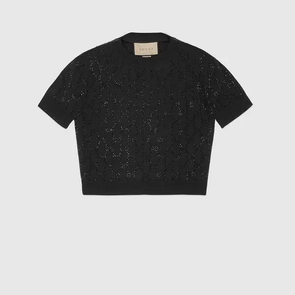 Gucci Fine Wool Gg Crystal Top