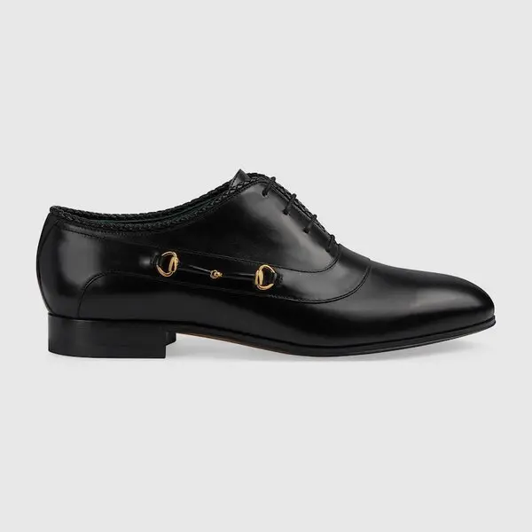 Gucci Lace-Up Shoe With Horsebit Leather - Black | Editorialist