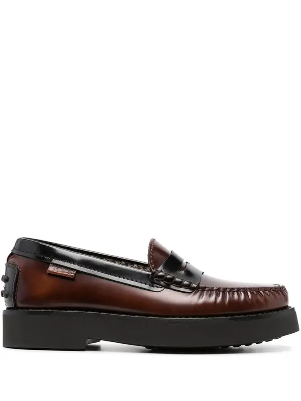 TOD'S Two-tone Leather Loafers - Brown