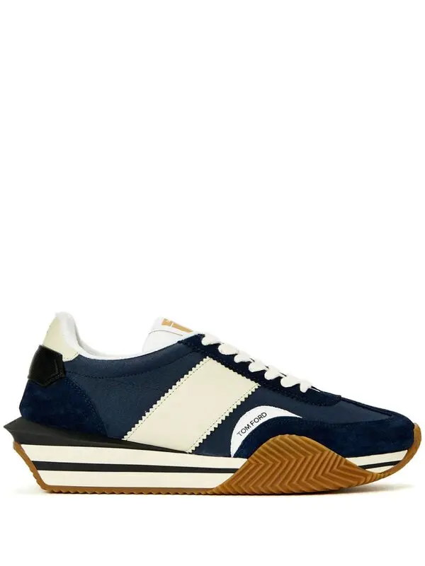 TOM FORD James Panelled Suede Sneakers - Blue | Editorialist