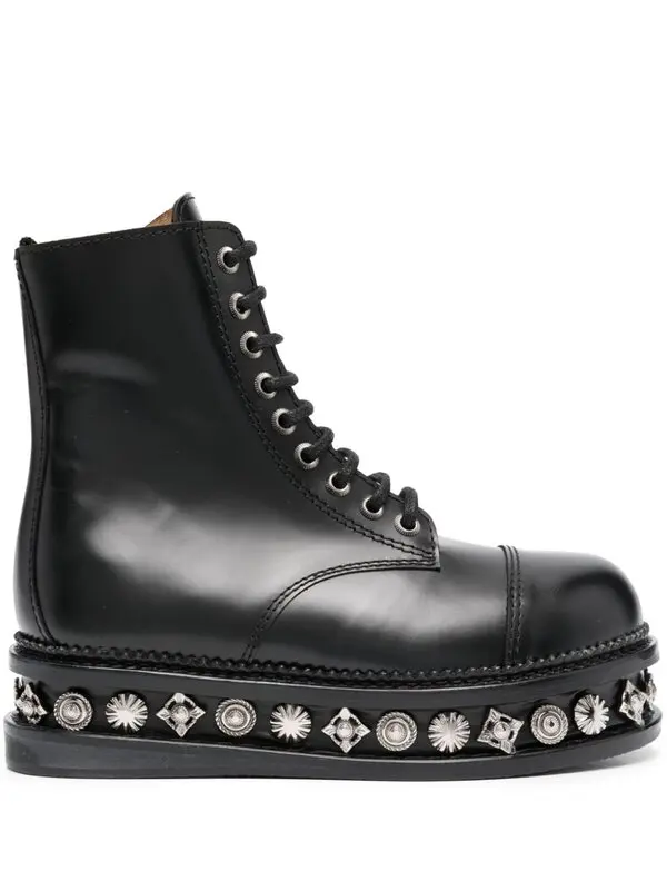 Toga Stud-embellished Leather Boots - Black