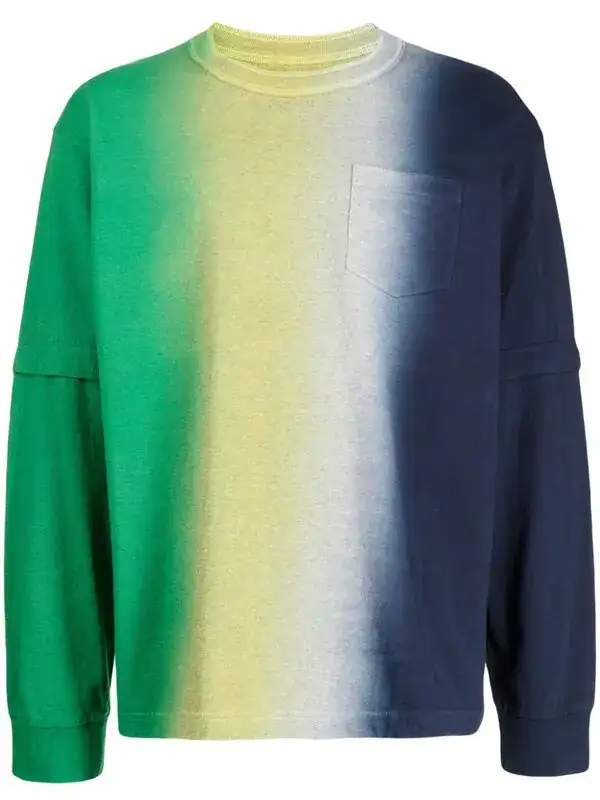 Sacai Tie-Dye Pattern Cotton Long-Sleeve T-Shirt In Multicolour