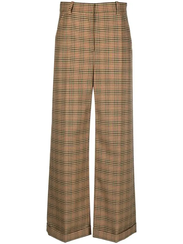 Kenzo Checked Wide-leg Trousers - Neutrals