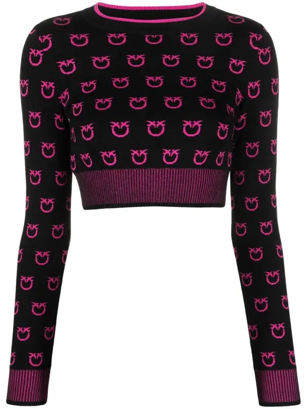 Pinko Intarsia-knit Cropped Jumper