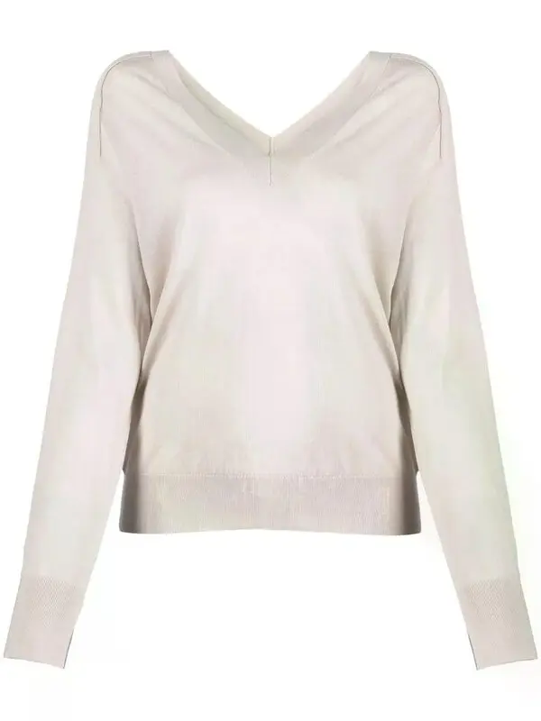 Calvin Klein V-neck Wool Jumper - Pe9 Silver Gray