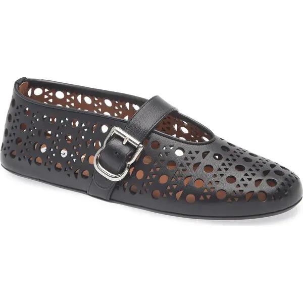 Alaïa Laser-cut Ballerina Flat - Noir