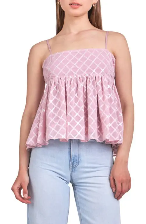 Endless Rose Sequin Embroidered Babydoll Top