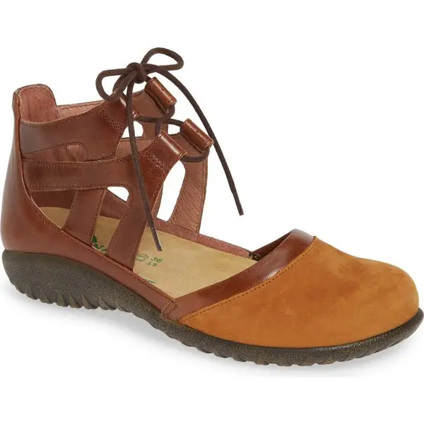 Naot Kata Lace-up Sandal - Amber/maple Brown Nubuck